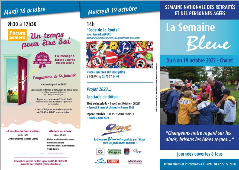 SEMAINE BLEUE 2022 du 6 au 19 octobre 2022, Activities, CHOLET ...